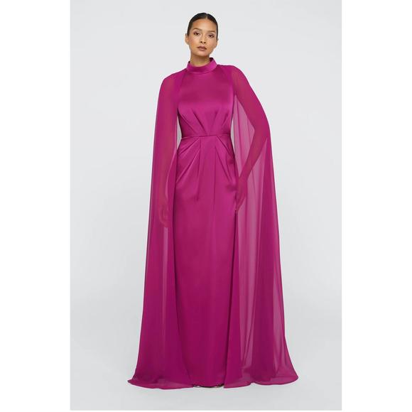 Theia | Dresses | New Theia Phillipa Cape Gown In Sangria | Poshmark